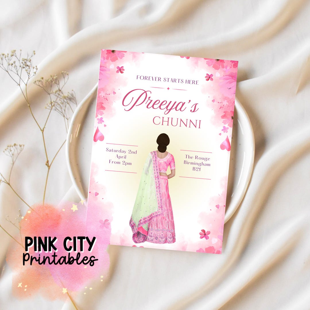 Indian Engagement | Chunni Ceremony Invitation | Roka E-invite | Bride ...