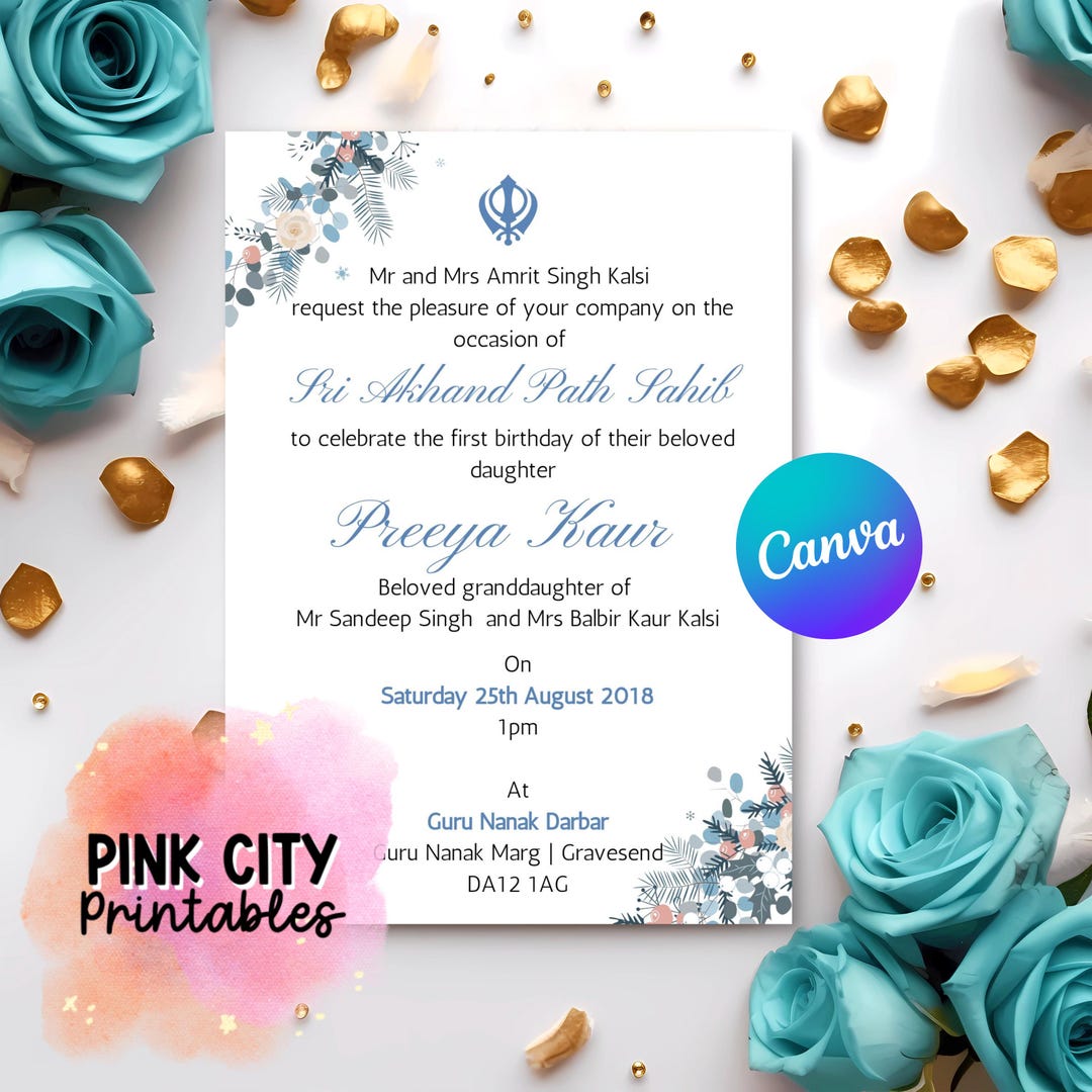 Akhand Path Invitation | Sikh Religious Ceremony | Minimalist ...