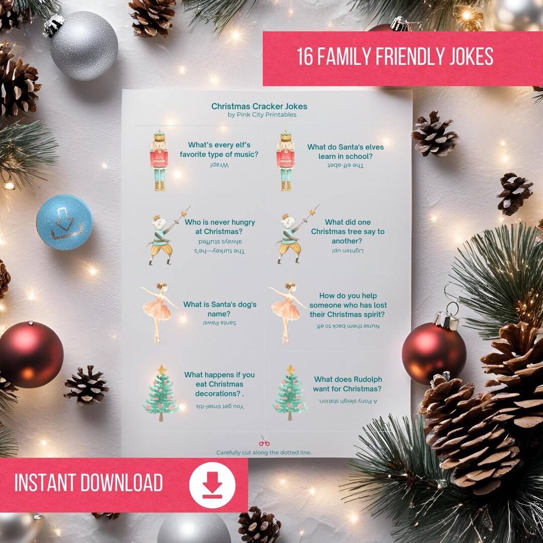 16 Family Friendly Cracker Jokes | Nutcracker Themed | Instant Download ...