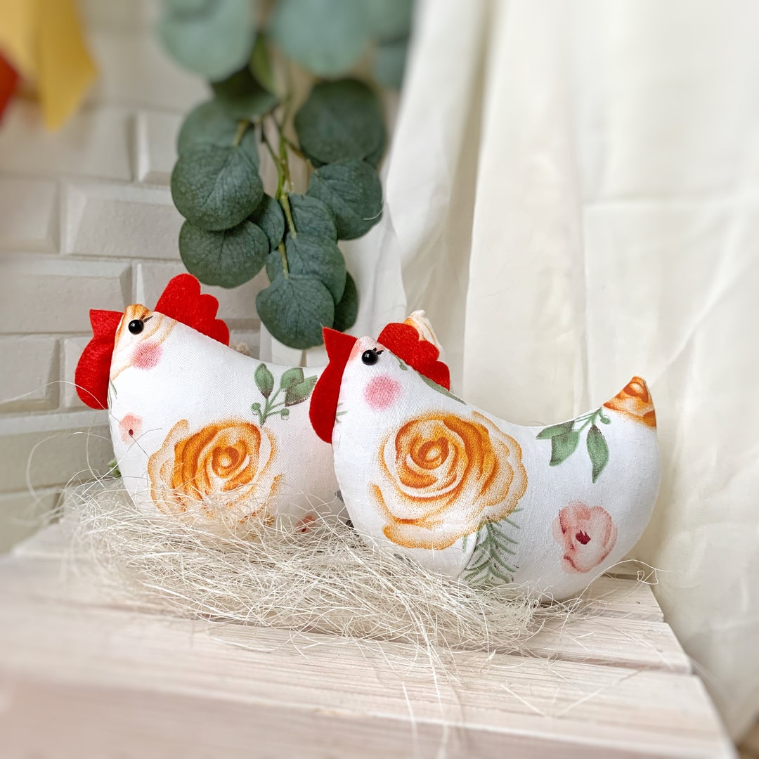 Easter Chicken Fabric Spring Chicken Set of 2 Farmhouse Decorations ...