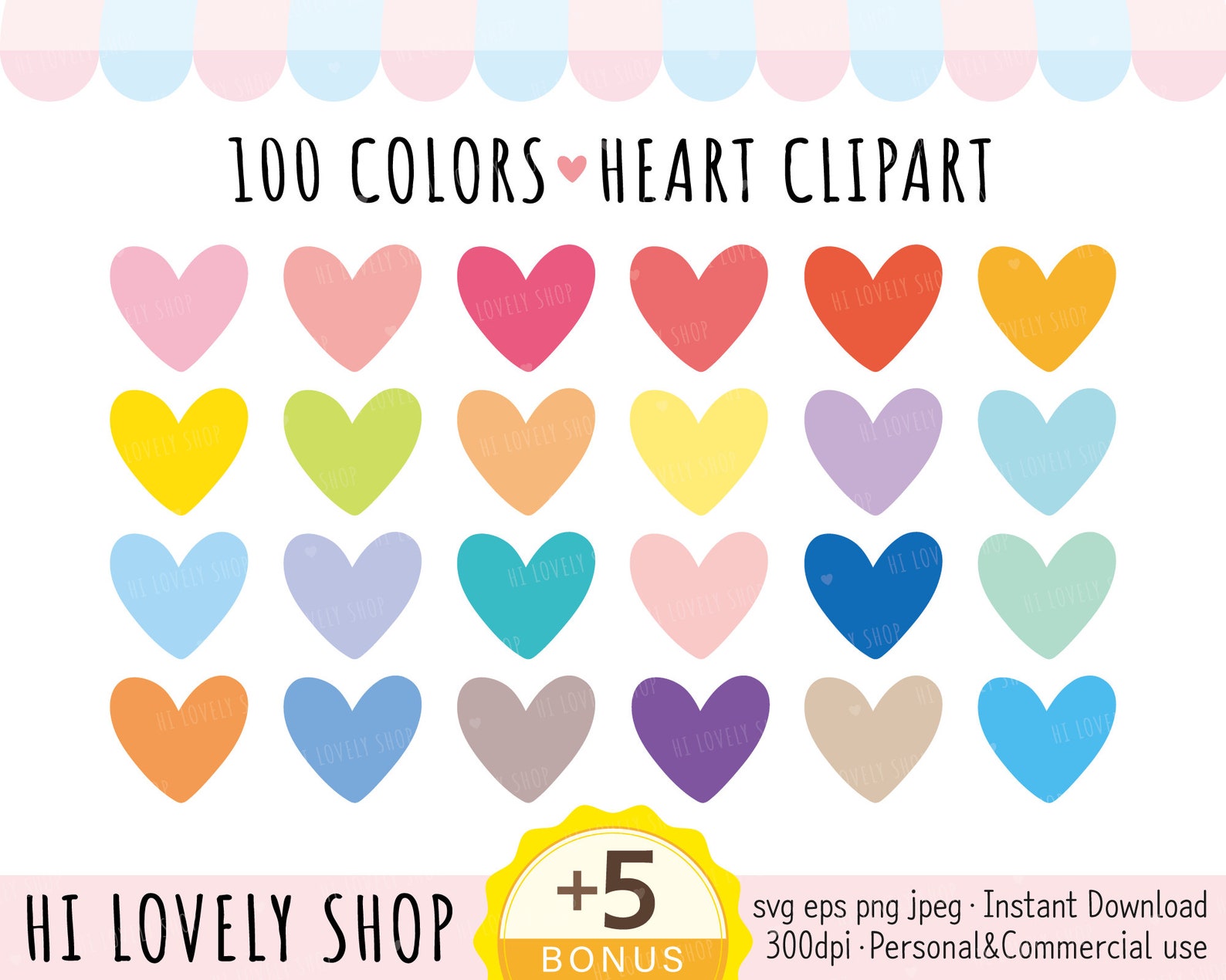 HEART Clip Art,100 Colors Clip Art,heart Svg,hearts Graphics,rainbow ...