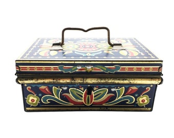 Antique Painted Tin Box | Etsy