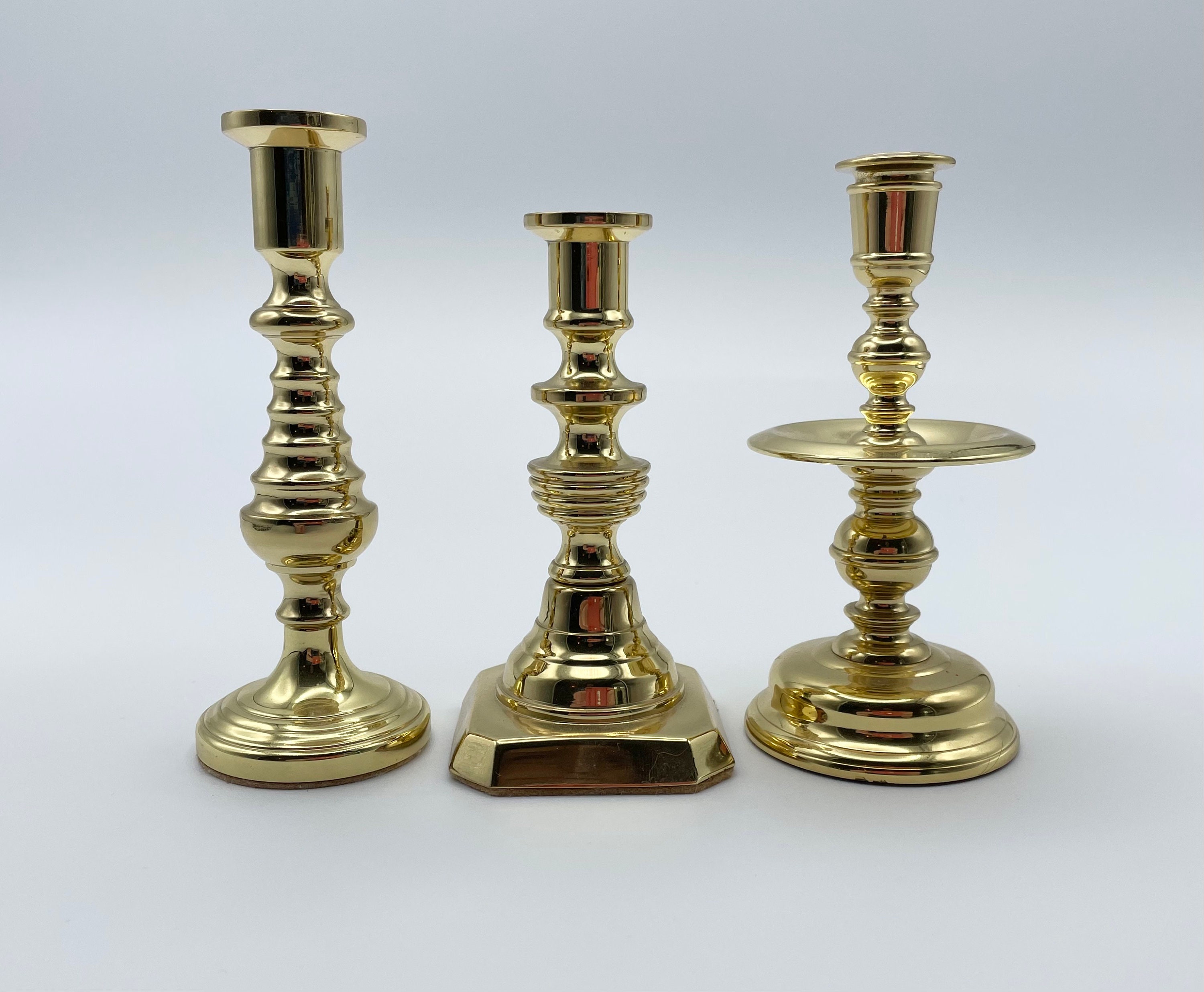 Set of 3 Small Baldwin Brass Candlesticks - Etsy