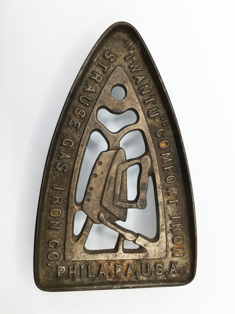 Antique Gas Iron and Trivet - Etsy