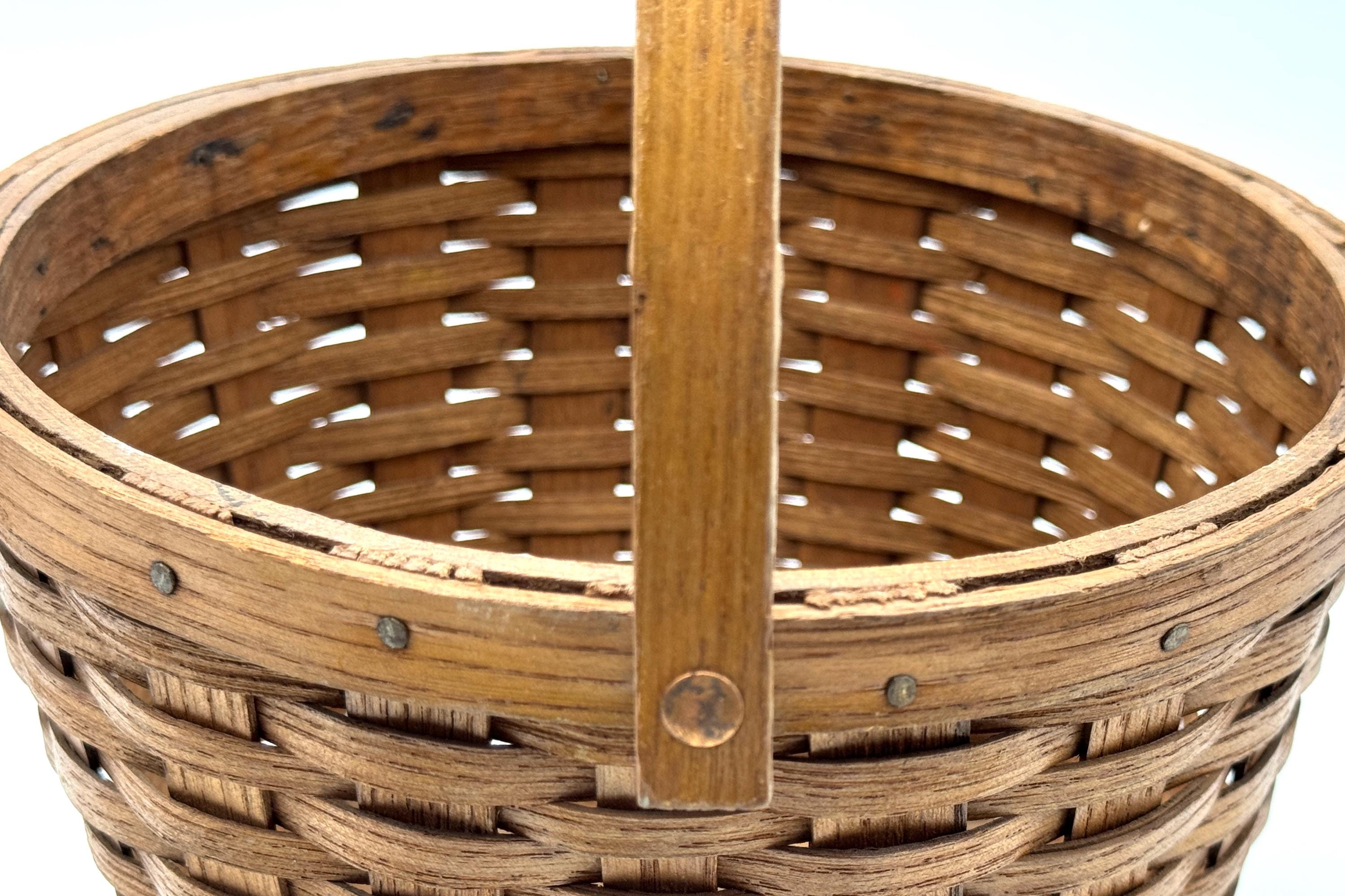 Antique Ash Splint Swing Handle Basket - Etsy