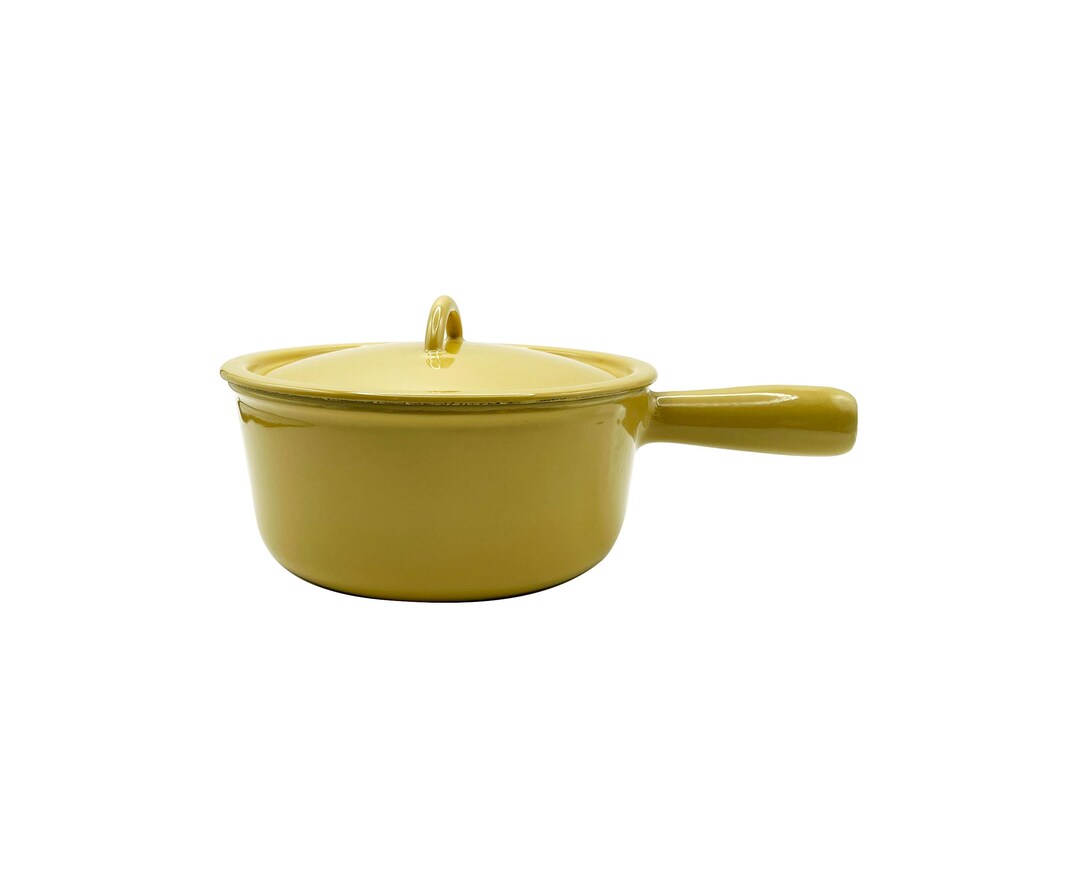 Vintage Descoware Yellow Citron Lidded Enameled Cast Iron Pot - Etsy