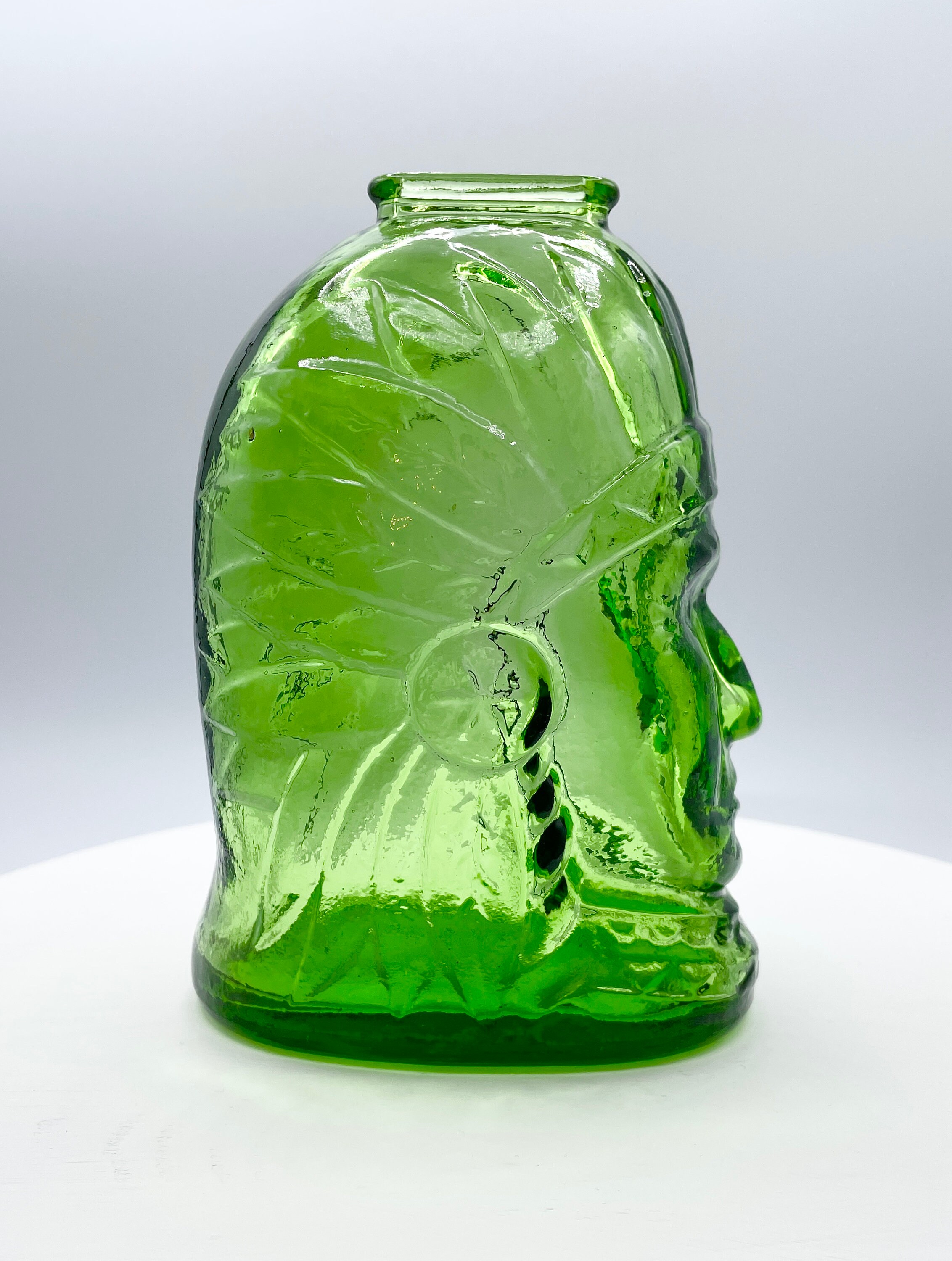 Green Glass Wheaton Native American Head Bank - Etsy