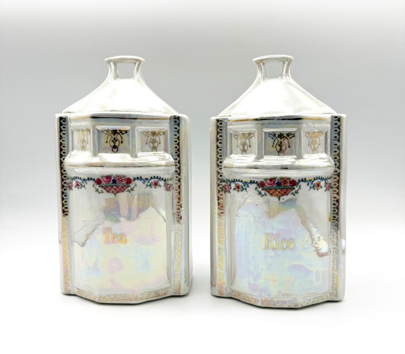 Set of 4 German Lusterware Canisters - Etsy