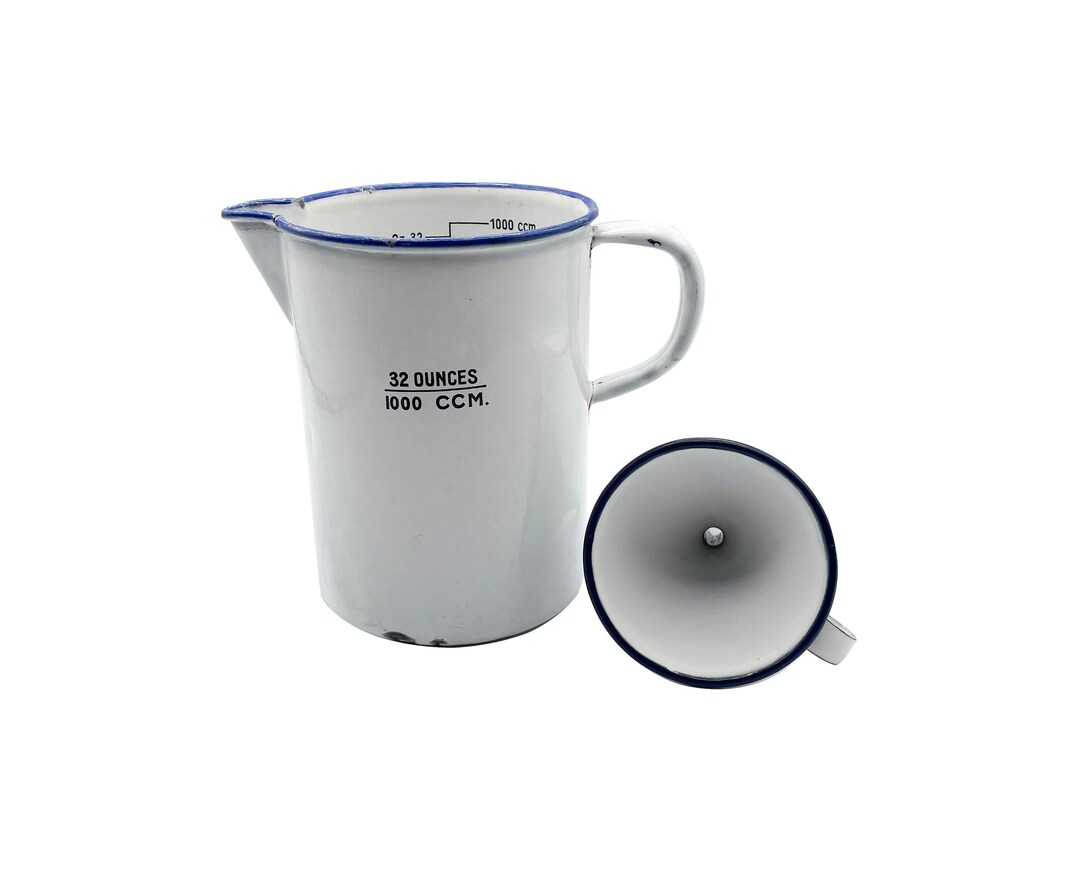 Antique Enamel Measuring Cup and Funnel - Etsy