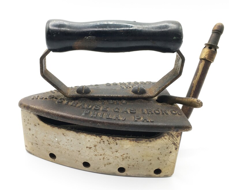 Antique Gas Iron and Trivet - Etsy