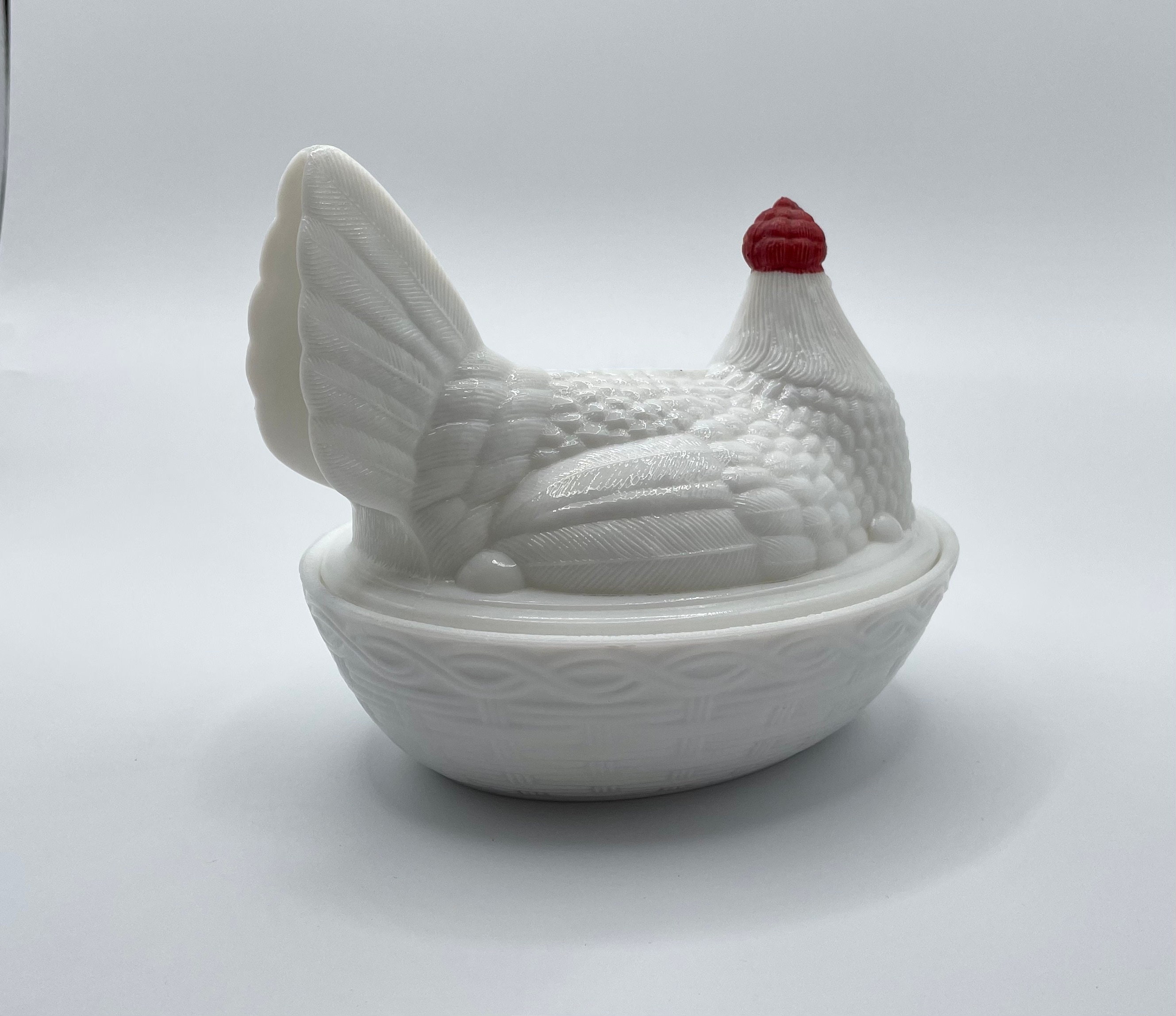 Vintage Milk Glass Hen on Nest - Etsy