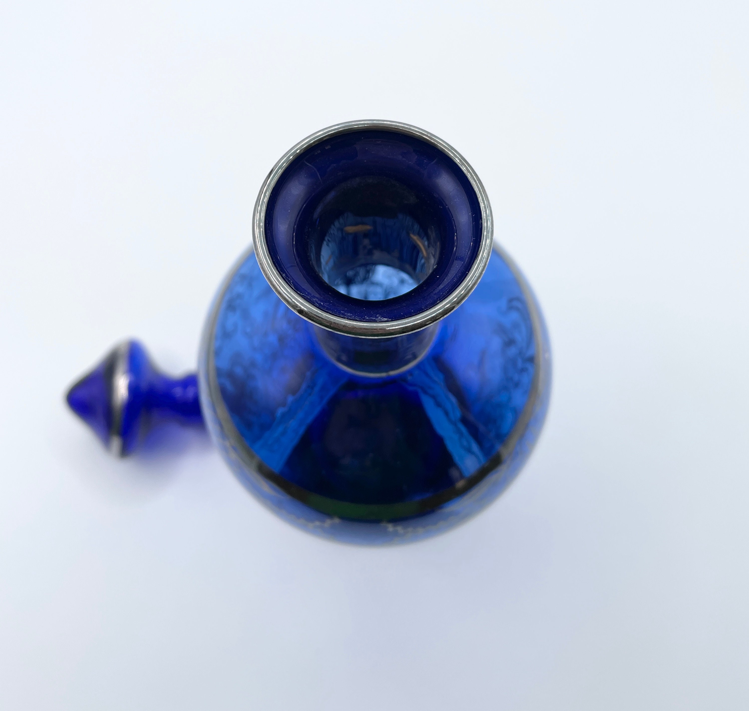 Hand Blown Italian Cobalt Silver Overlay Cordial Set - Etsy