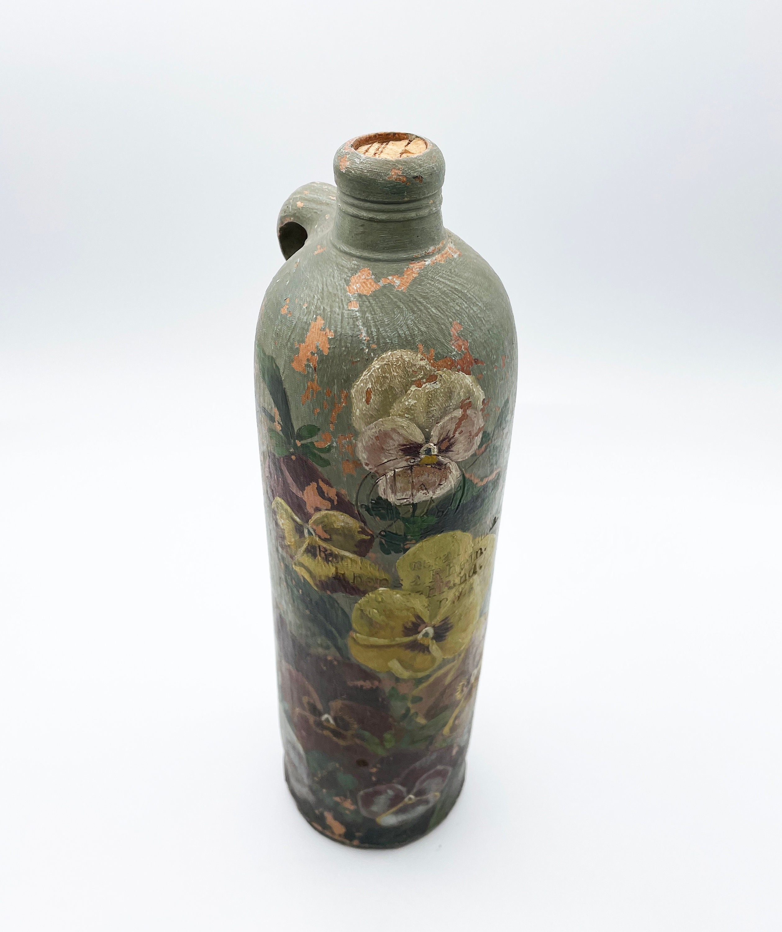 Antique Stoneware Bottle With Hand Painted Pansies - Etsy