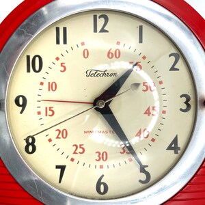 Red Telechron Minitmaster Round Electric Clock - Etsy