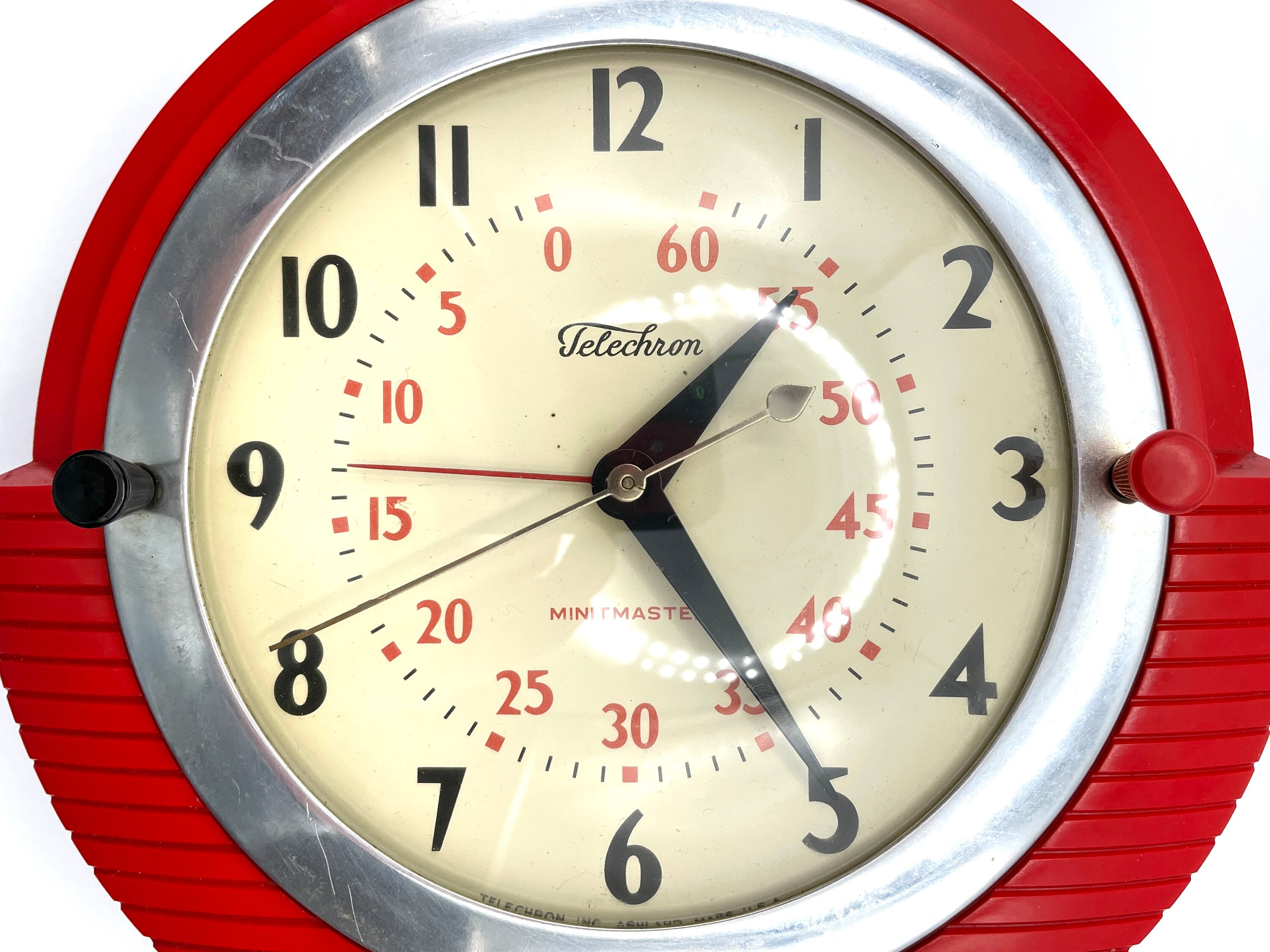 Red Telechron Minitmaster Round Electric Clock - Etsy