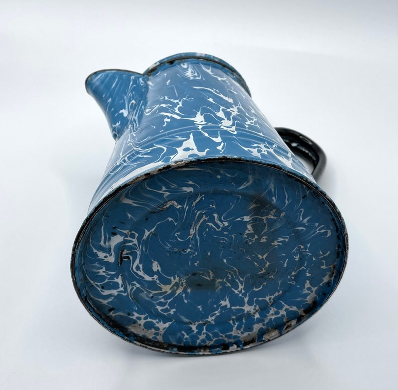 Antique Blue and White Swirl Agate Ware Coffee Pot - Etsy