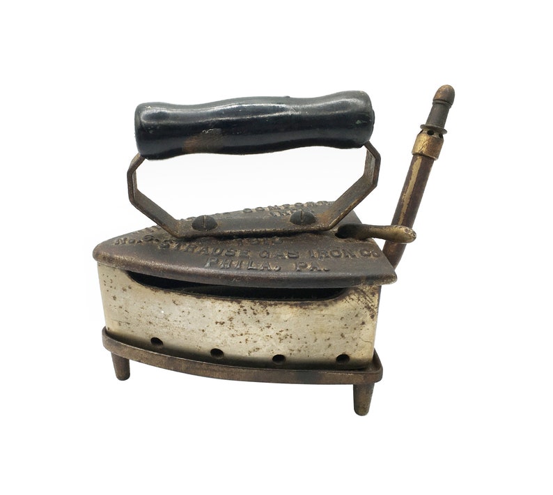 Antique Gas Iron and Trivet - Etsy
