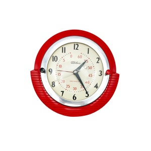 Red Telechron Minitmaster Round Electric Clock - Etsy
