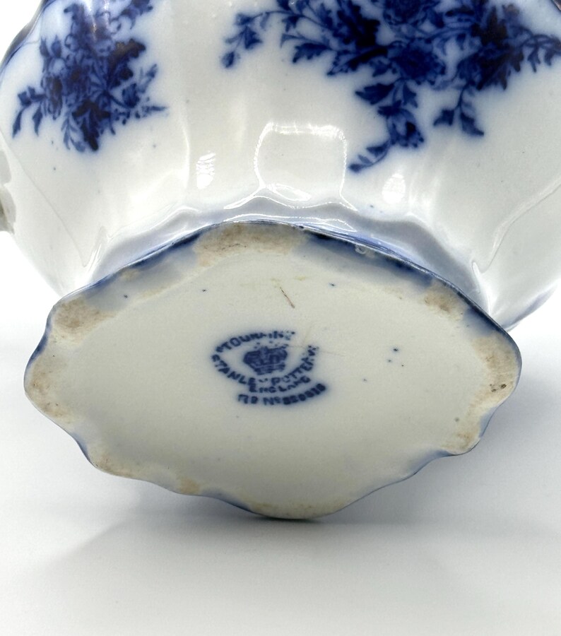 Antique Flow Blue Stanley Pottery Touraine Pattern Sugar Bowl With No ...