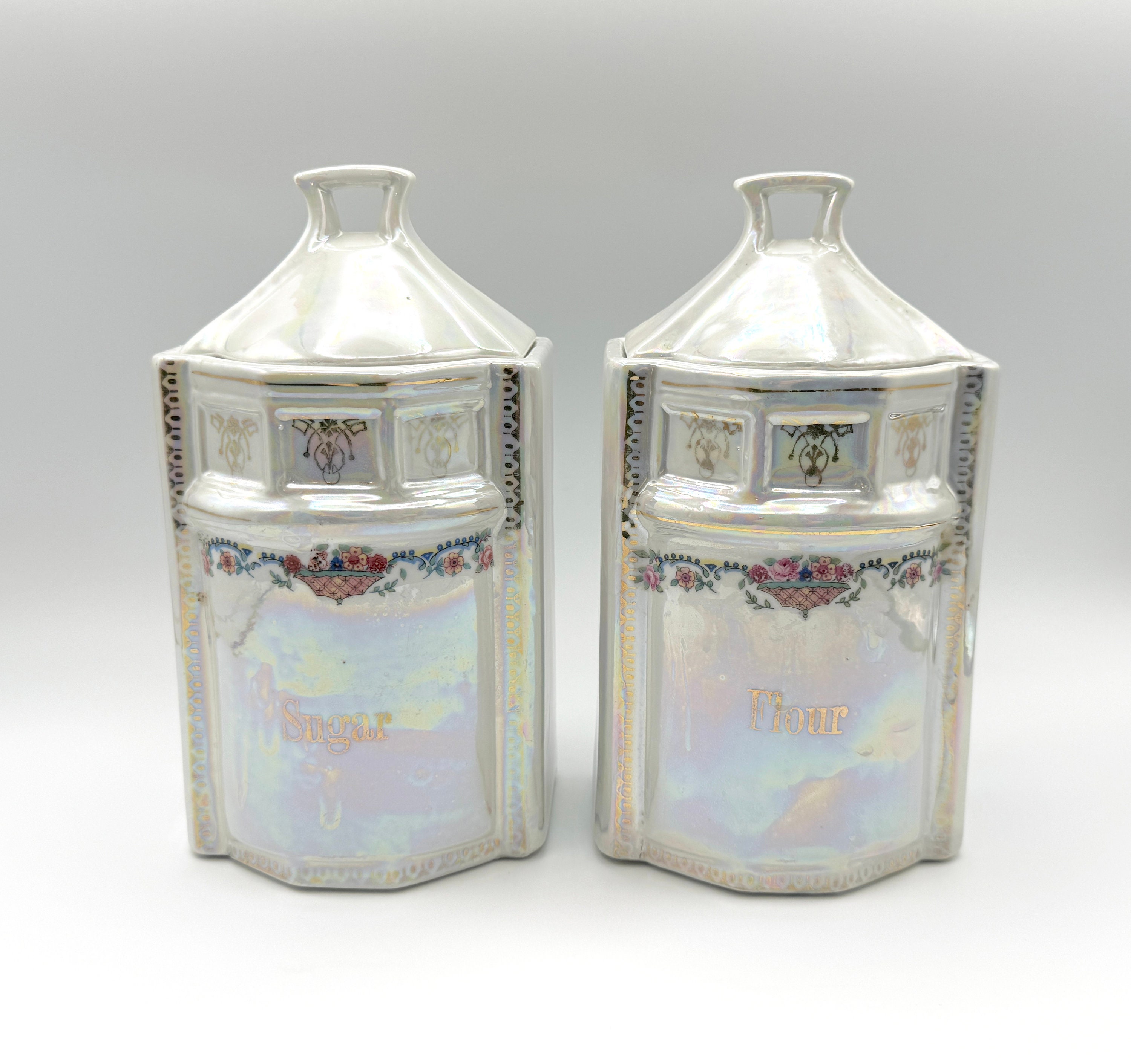 Set of 4 German Lusterware Canisters - Etsy
