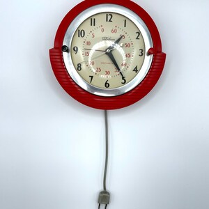 Red Telechron Minitmaster Round Electric Clock - Etsy