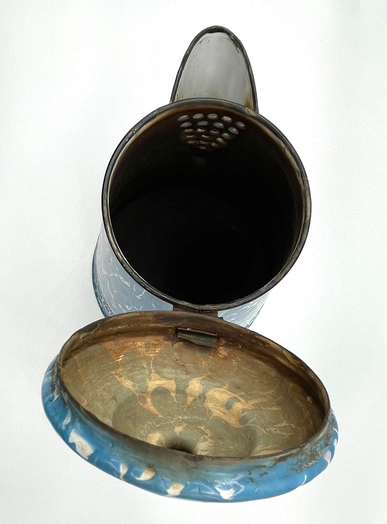 Antique Blue and White Swirl Agate Ware Coffee Pot - Etsy