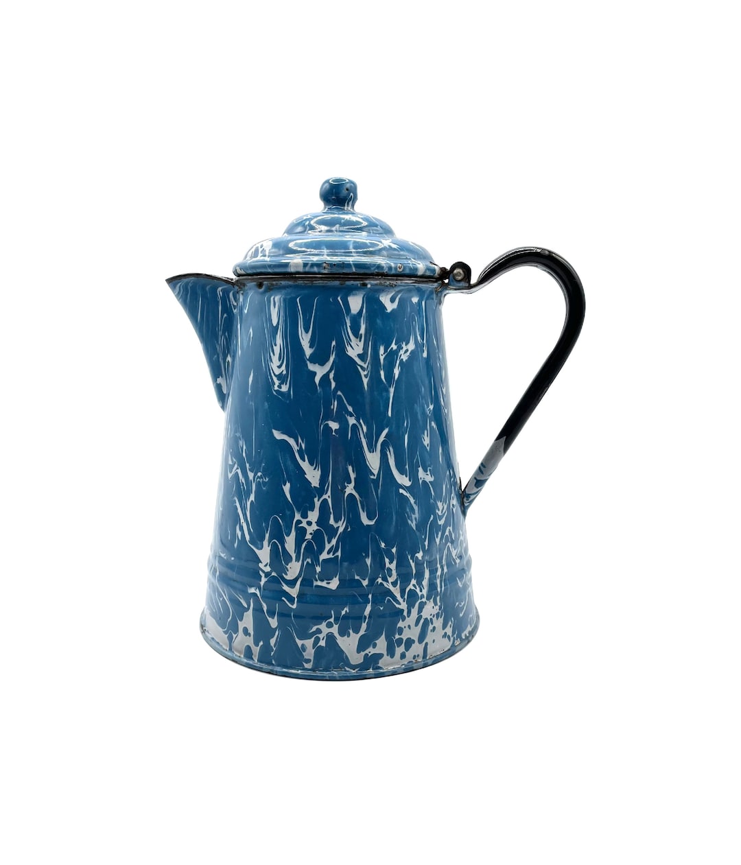 Antique Blue and White Swirl Agate Ware Coffee Pot - Etsy