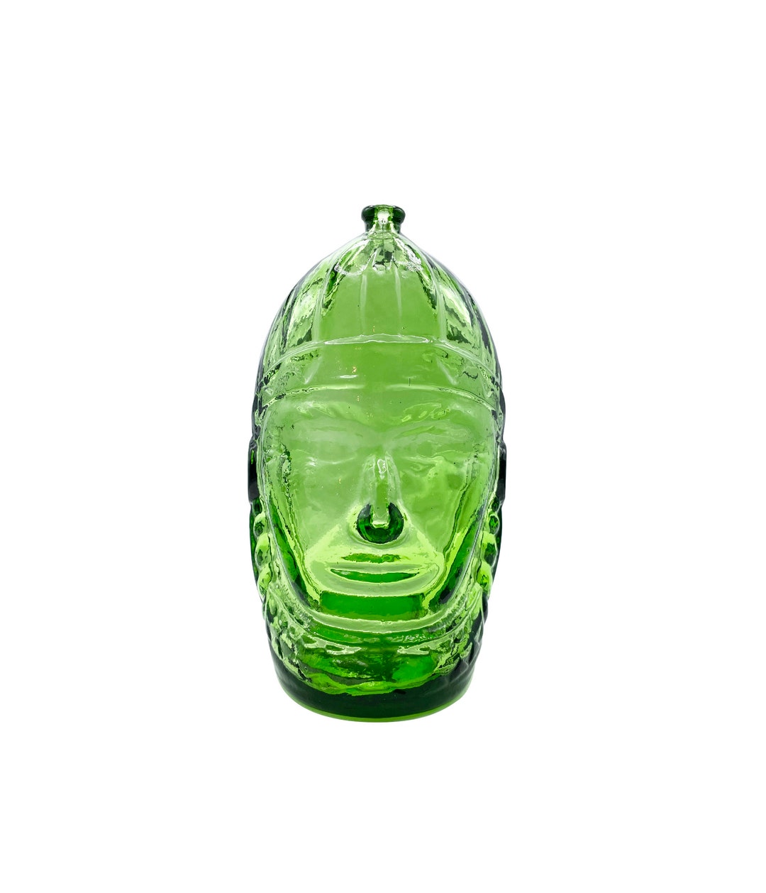 Green Glass Wheaton Native American Head Bank - Etsy