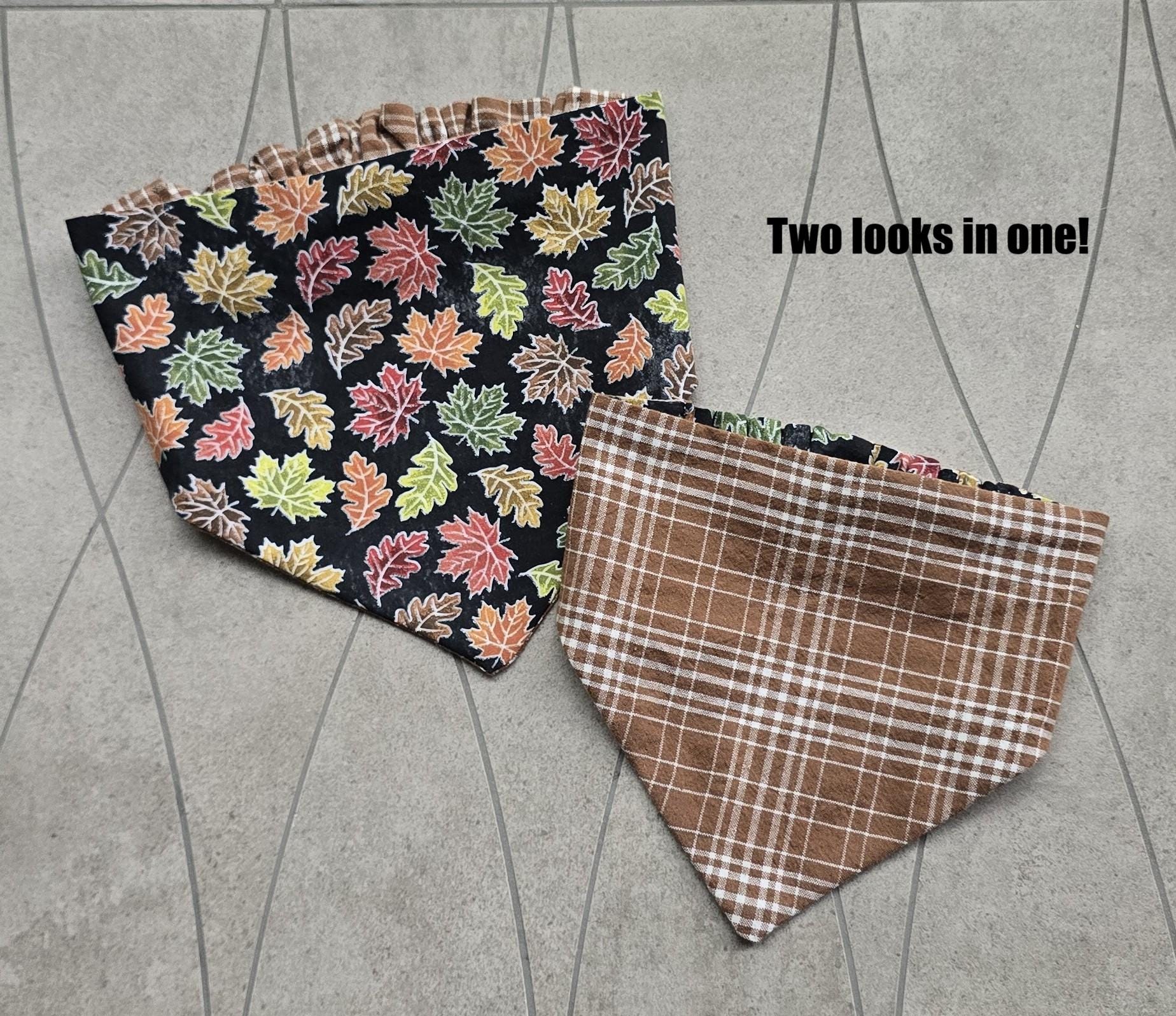 Falling Leaves Scrunchie Dog Cat Bandana – Reversible - Etsy