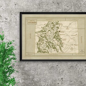 TOLKIEN COLORADO MAP, Fantasy Colorado Map, Colorado Map Hand Draw ...