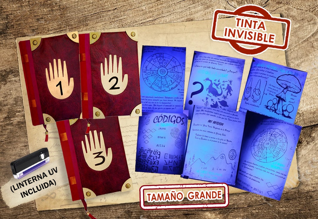 Diarios Gravity Falls 1-2-3 , 20x27 Cm, ESPAÑOL, Tinta Invisible UV ...