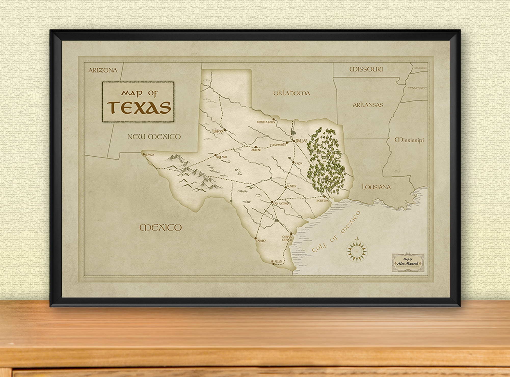 Vintage Fantasy Map Texas Fantasy Map Old Texas Map Texas - Etsy UK