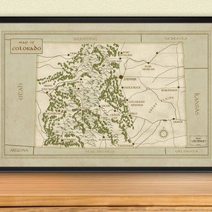 TOLKIEN COLORADO MAP, Fantasy Colorado Map, Colorado Map Hand Draw ...