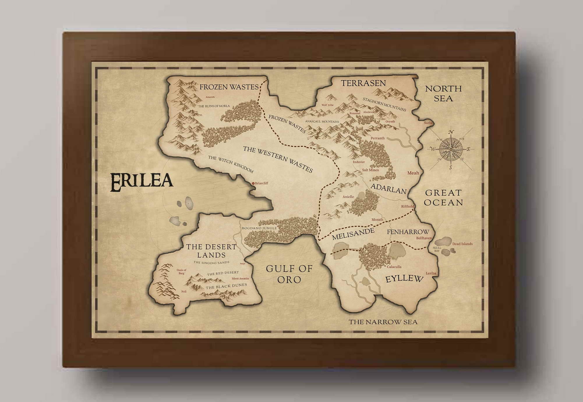 Erilea Map , Throne of Glass Erilea Map Vintage Style Sarah J Maas ...