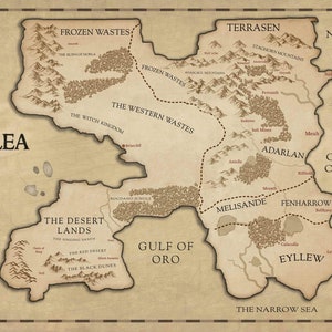 Erilea Map , Throne of Glass Erilea Map Vintage Style Sarah J Maas ...