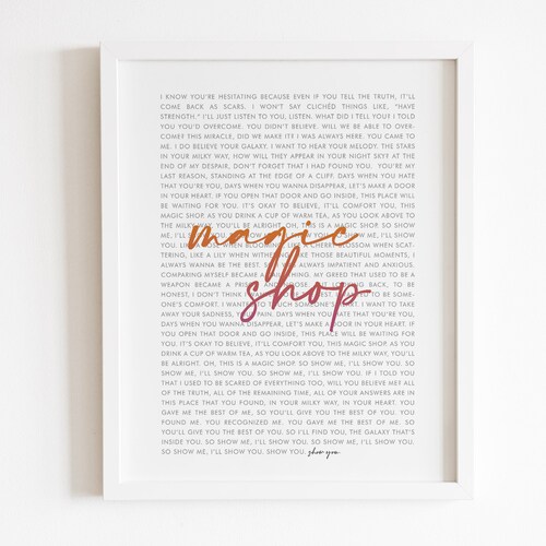 BTS Magic Shop Lyrics Song Printable Poster Instant Digital - Etsy