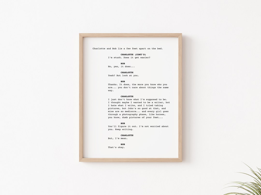 Lost in Translation Movie Screenplay Wall Art Movie Poster Love Wall ...