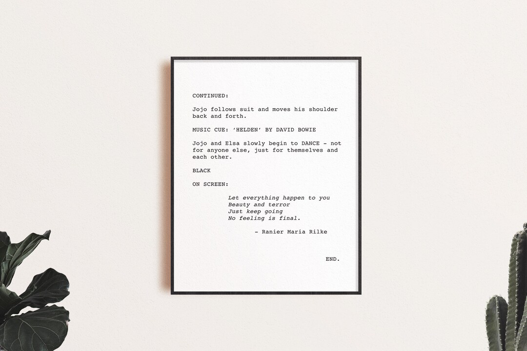 Jojo Rabbit Movie Screenplay Wall Art Film Wall Art Movie Script ...