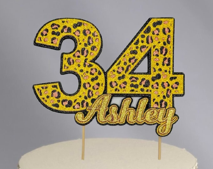 LEOPARD Print Design Birthday NUMBER Cake Topper 5.5 Tall Choose Number ...