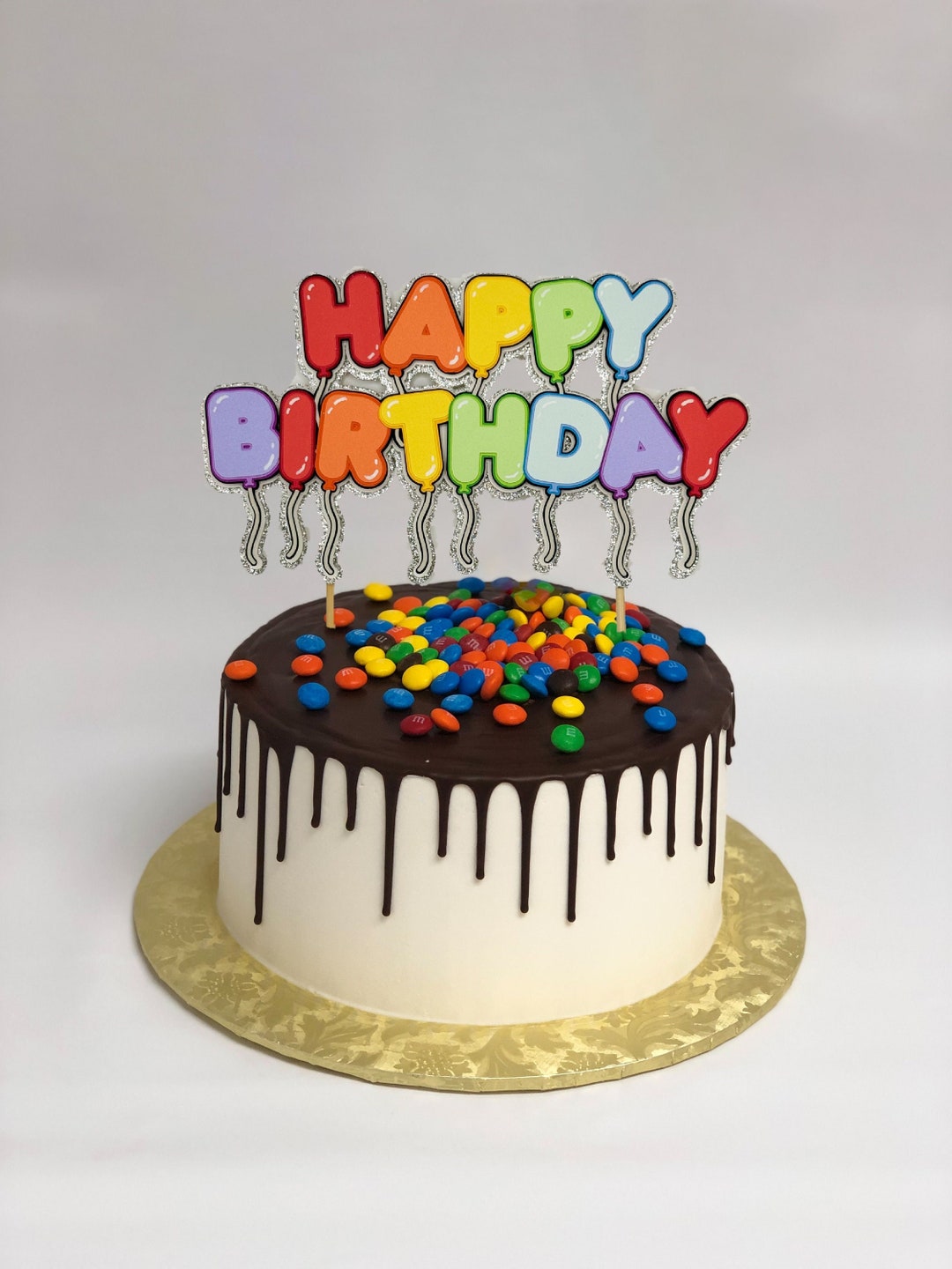 Balloon Happy Birthday Cake Topper | Cardstock Cake Decorations ...