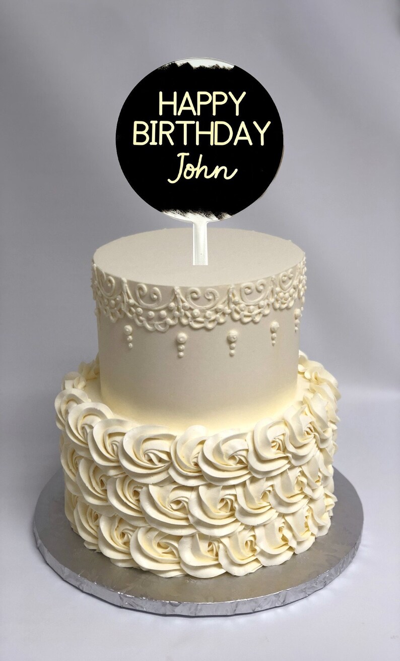 Personalized Acrylic Round Birthday Cake Topper | Custom Birthday ...