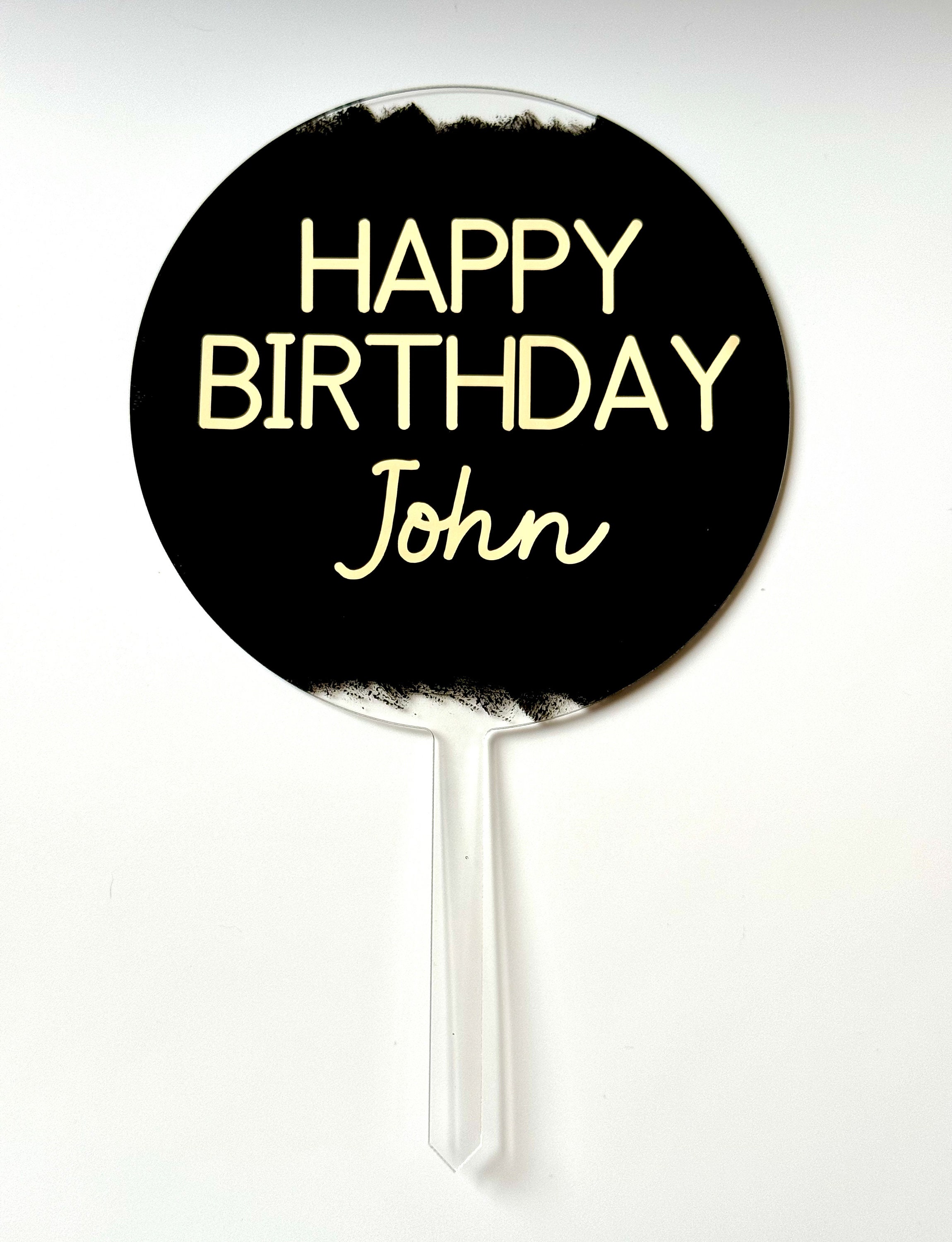 Personalized Acrylic Round Birthday Cake Topper | Custom Birthday ...