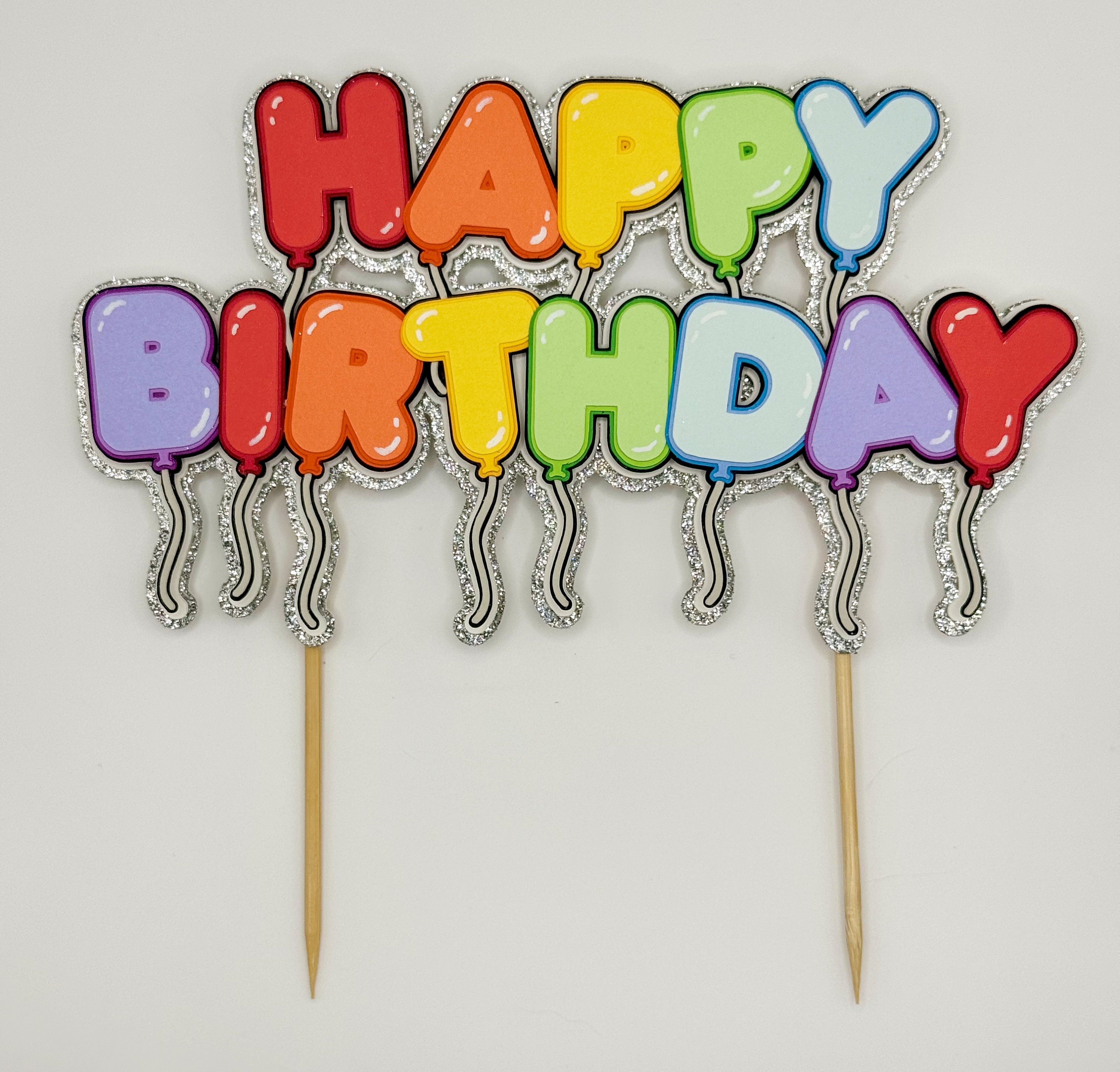 Balloon Happy Birthday Cake Topper | Cardstock Cake Decorations ...