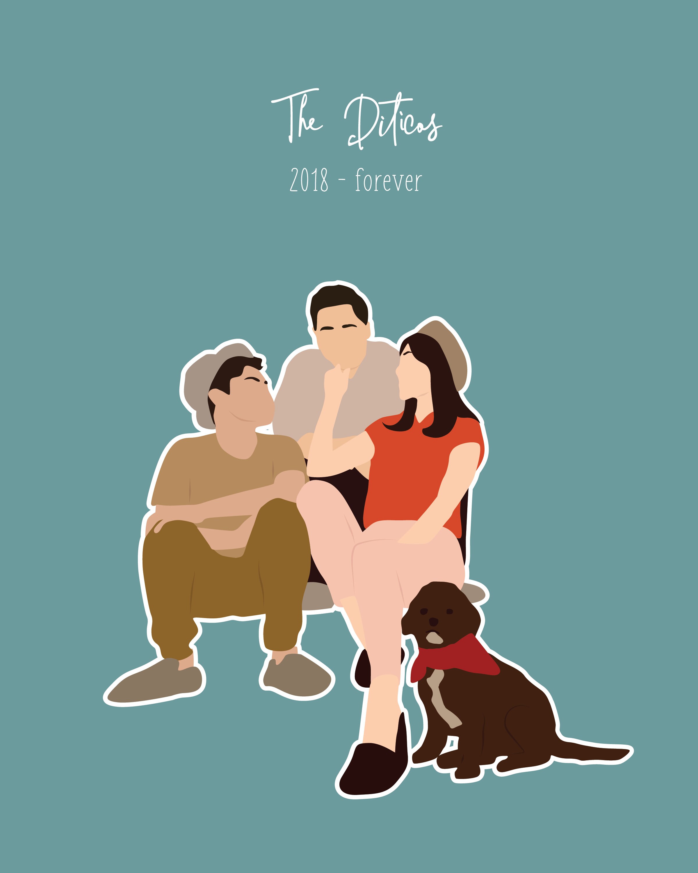 Custom Digital Portrait Illustration Custom Wording Colour | Etsy