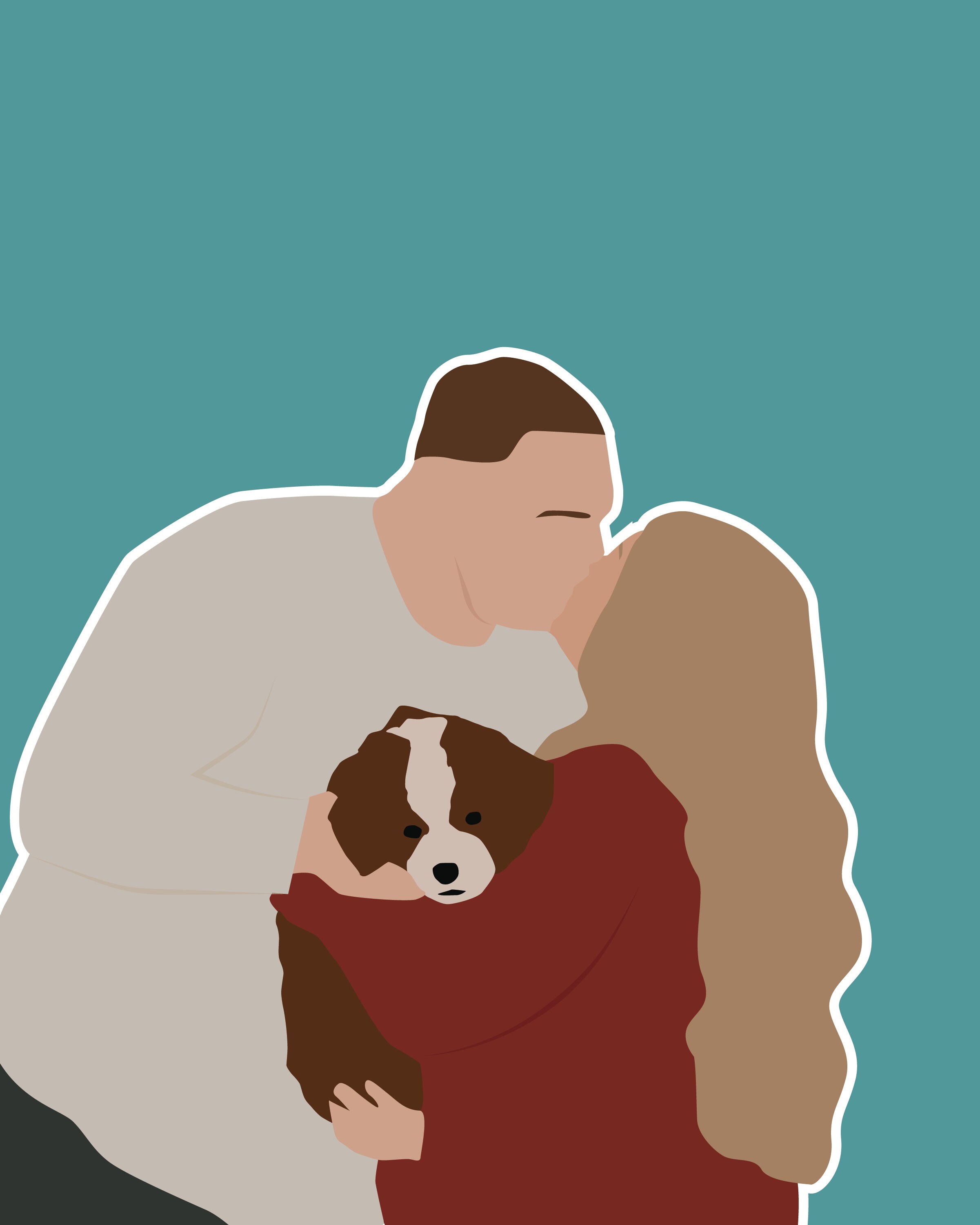 Custom Digital Portrait Illustration Custom Wording Colour | Etsy