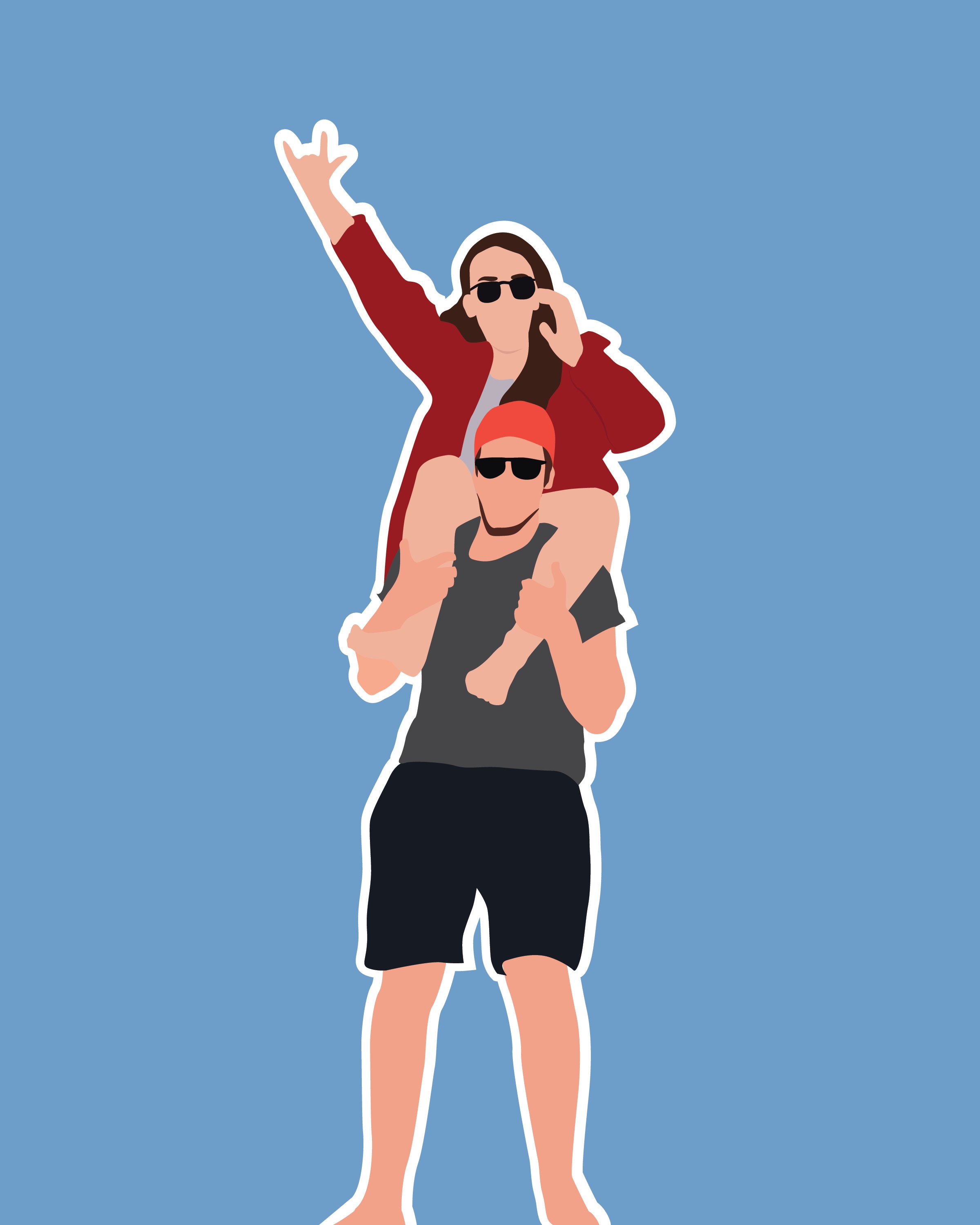 Custom Digital Portrait Illustration Custom Wording Colour | Etsy