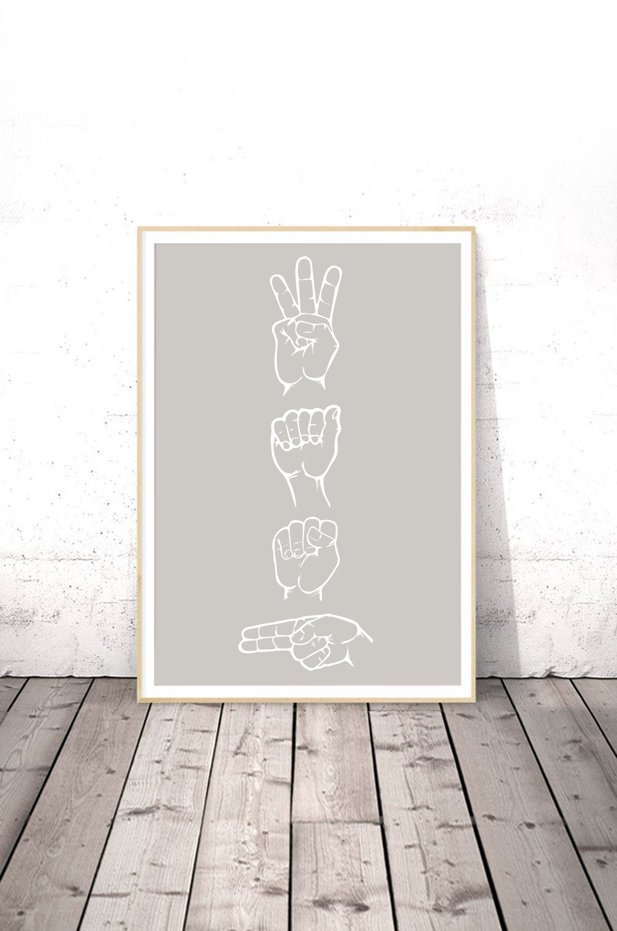 Wash Hands, Digital Download, Printable, Sign Language, ASL, Bathroom ...