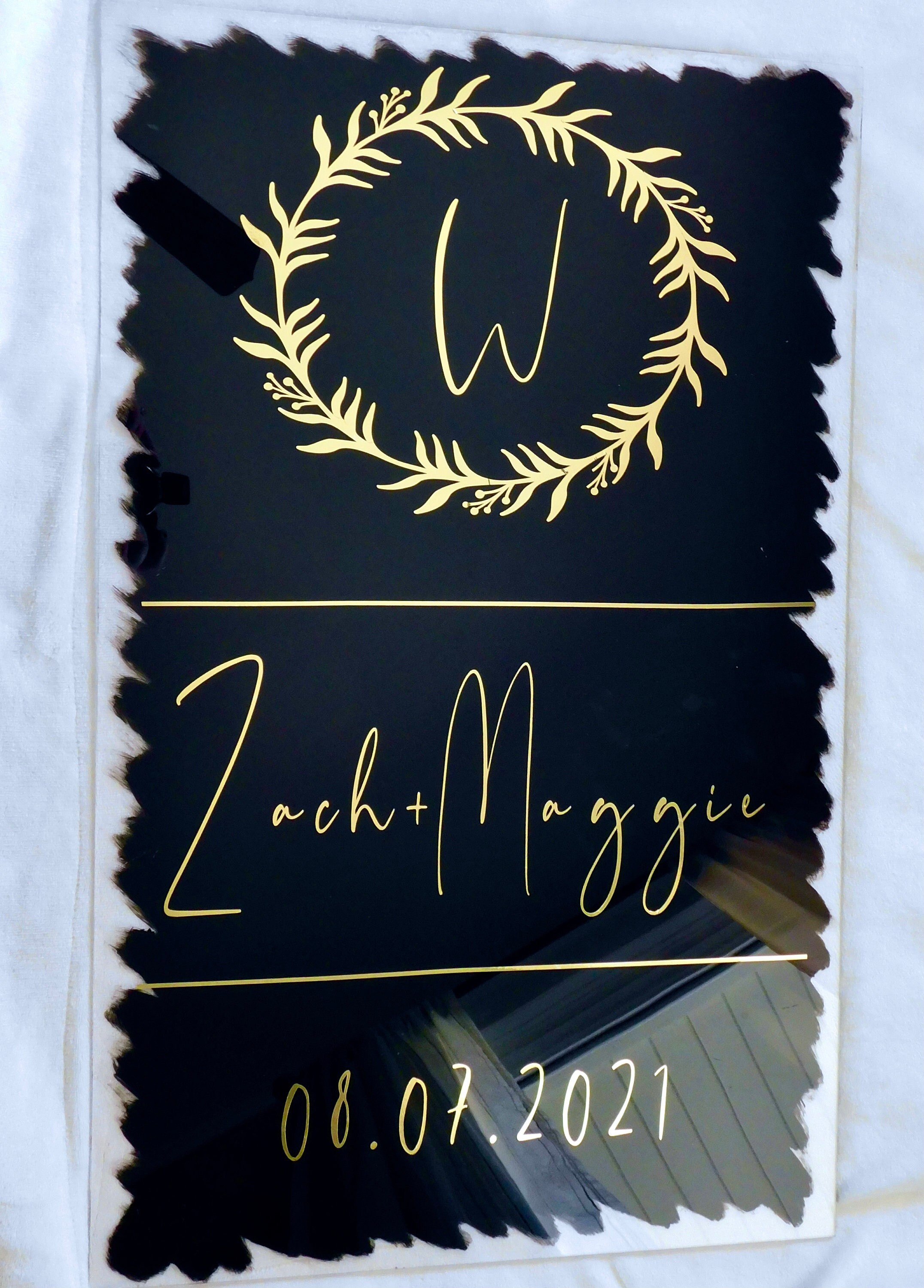 Acrylic Monogram Wedding Sign, Large Wedding Sign, Wreath Wedding Sign ...