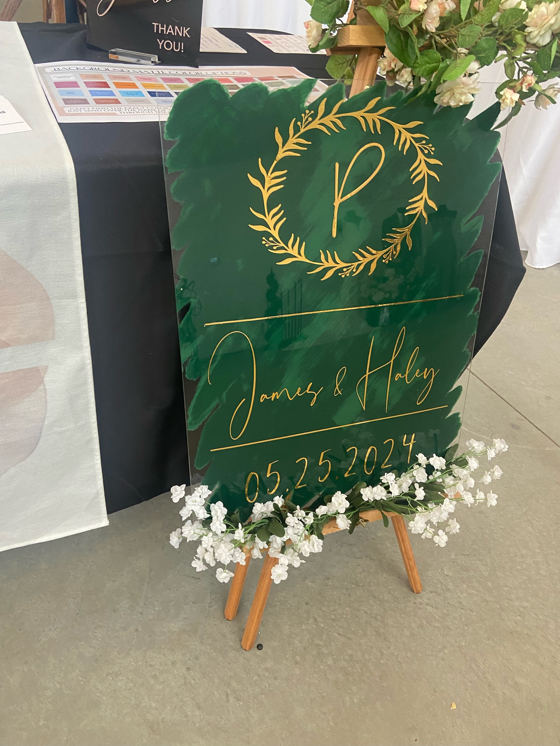 Acrylic Monogram Wedding Sign, Large Wedding Sign, Wreath Wedding Sign ...