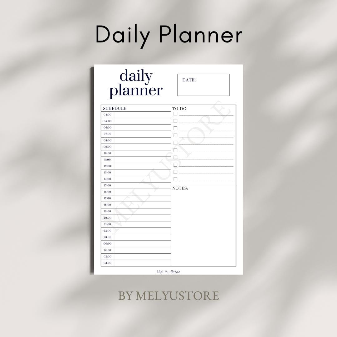 Minimalist Daily Planner Printable: Schedule & To-do List (PDF) - Etsy